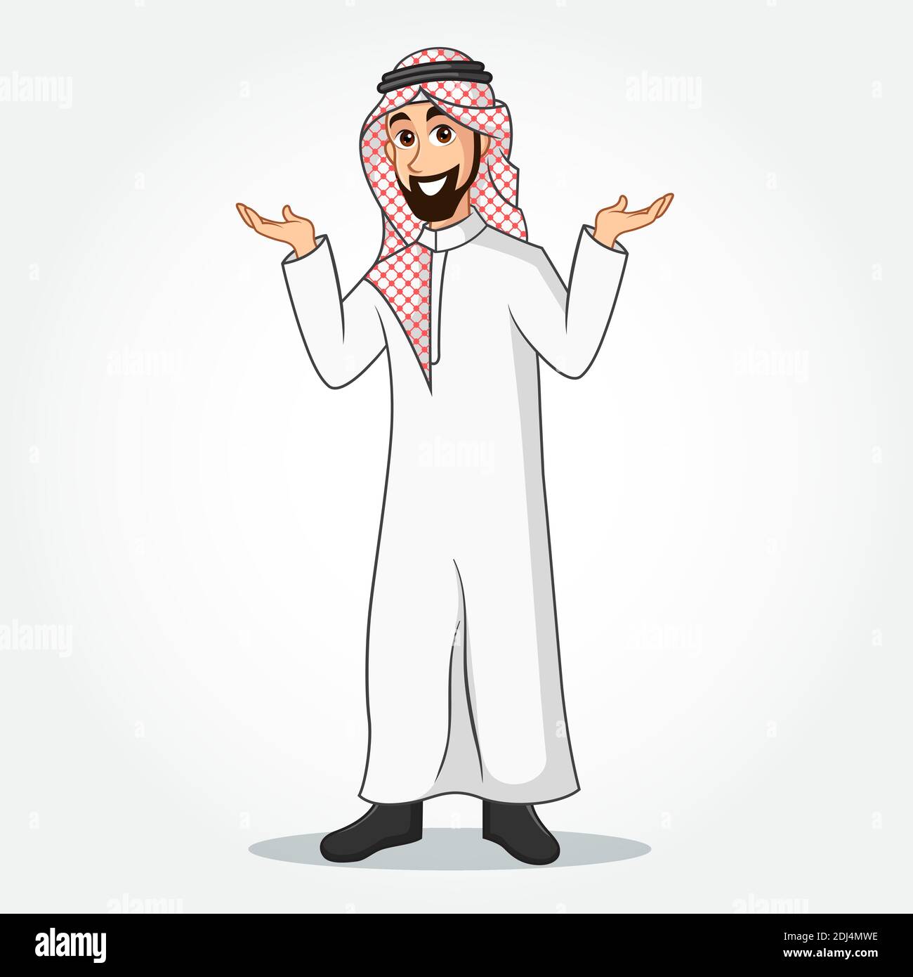 Arabic Businessman cartoon Character in traditional clothes spreading ...