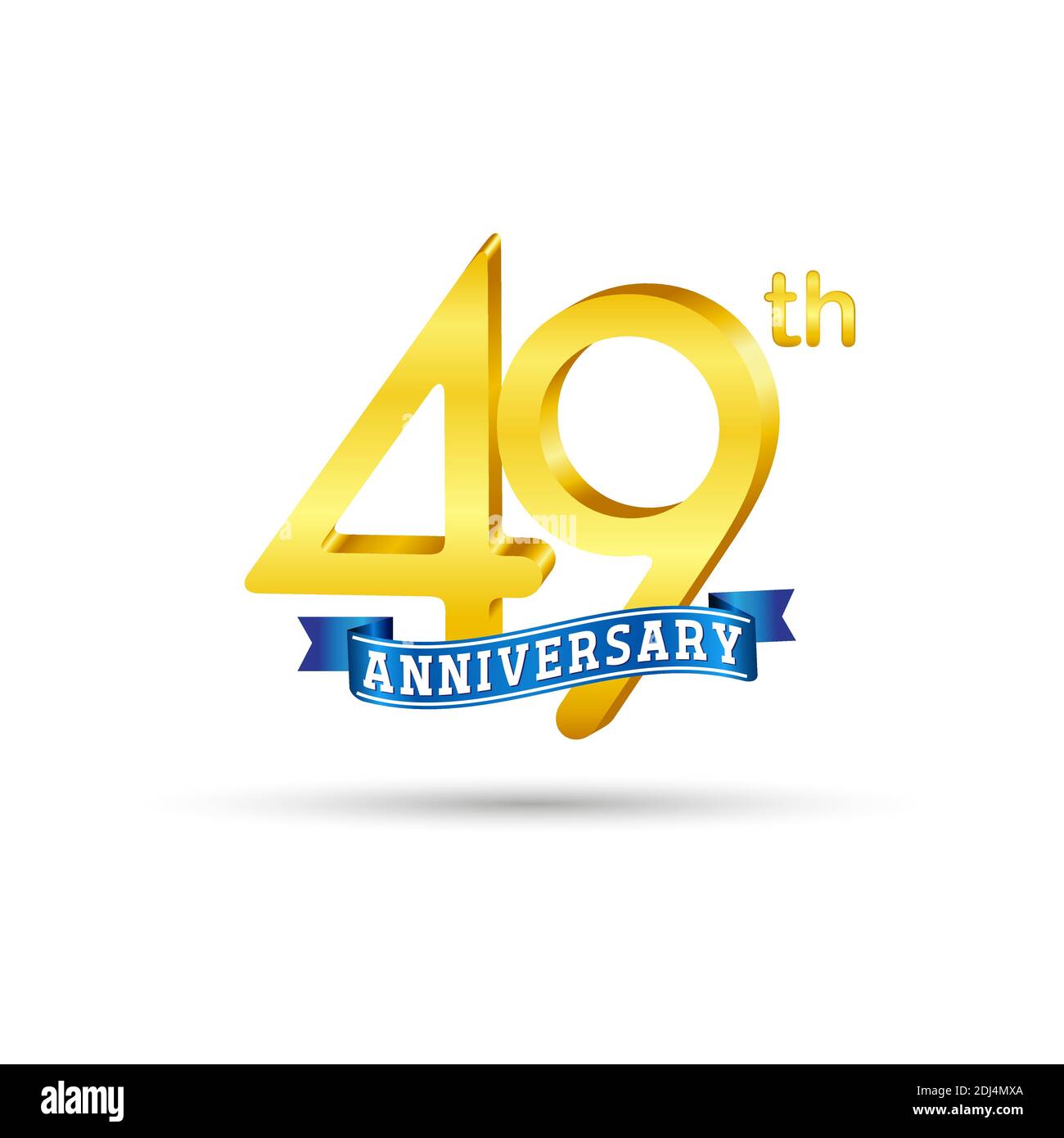 49th golden Anniversary logo with blue ribbon isolated on white ...