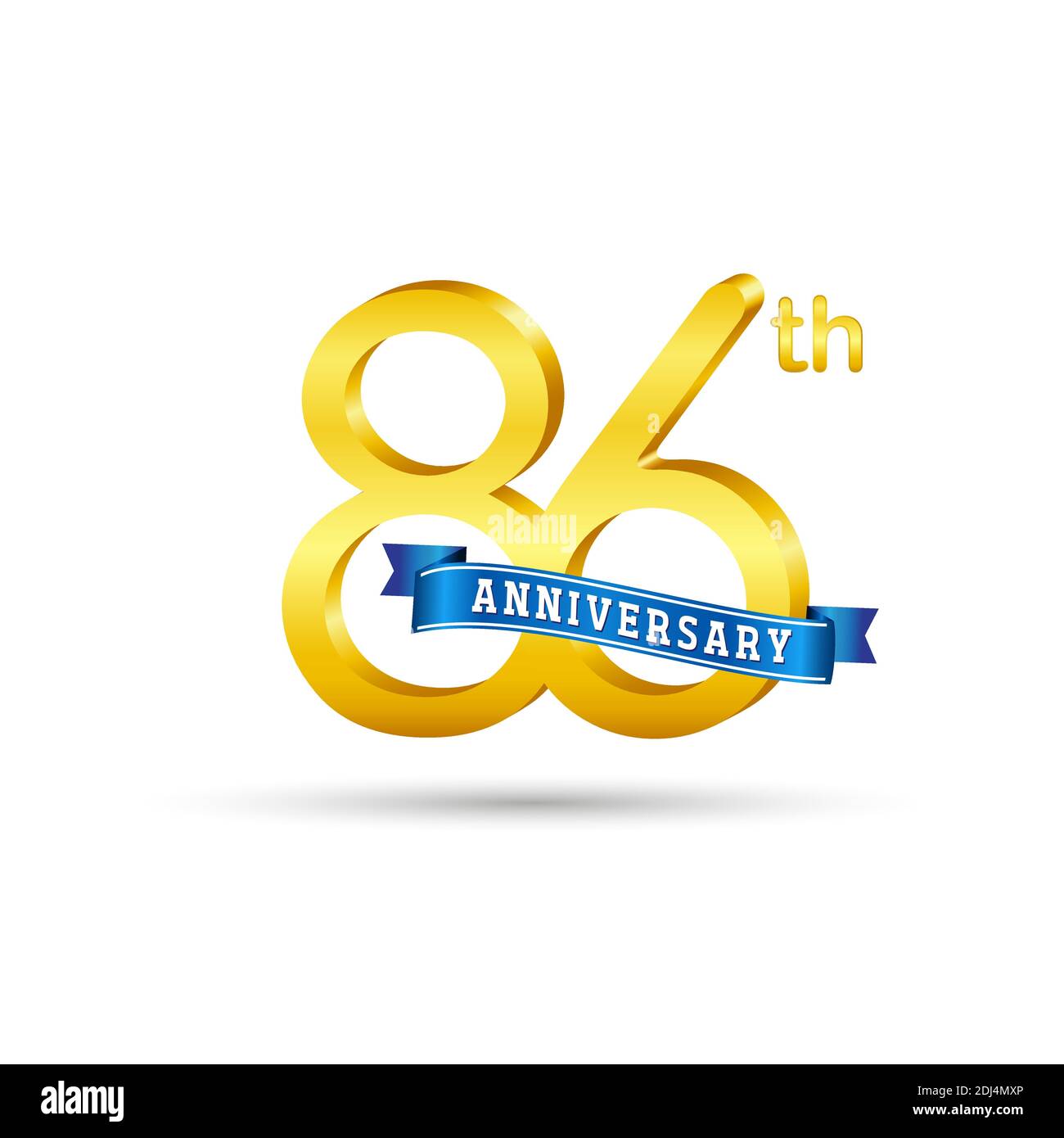86th golden Anniversary logo with blue ribbon isolated on white ...