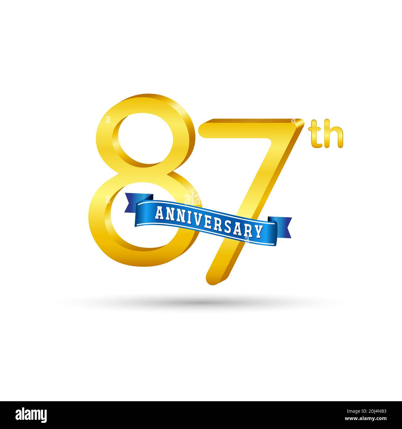 87th golden Anniversary logo with blue ribbon isolated on white ...