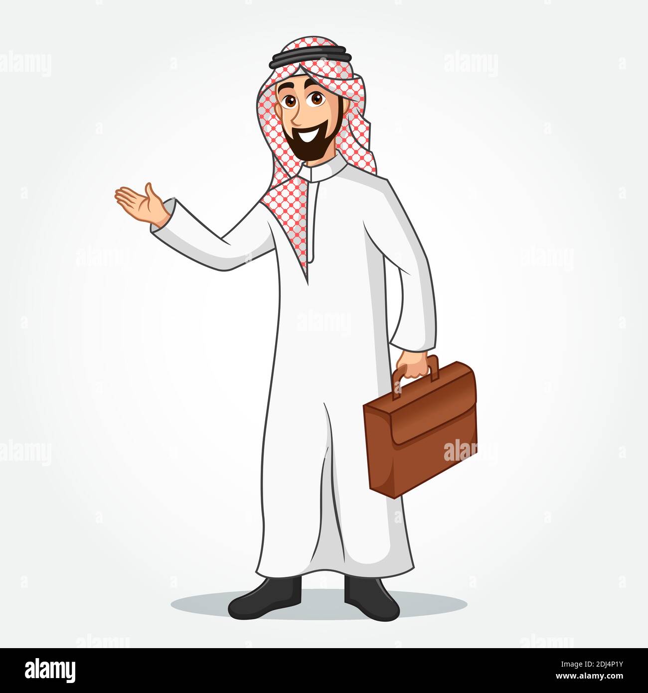 Arabic Businessman cartoon Character in traditional clothes Holding a ...