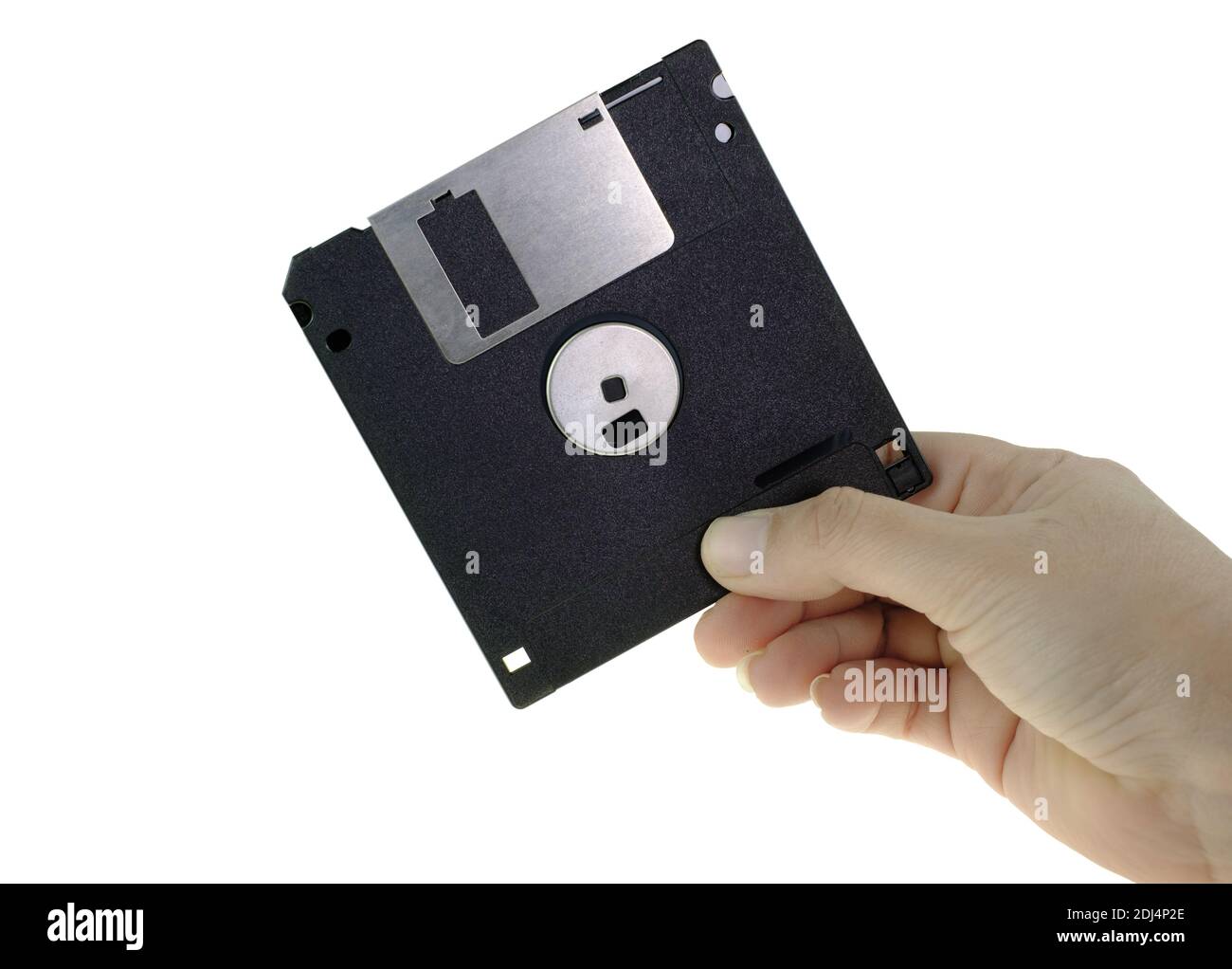 Floppy disk in human hand isolated on white background with clipping ...