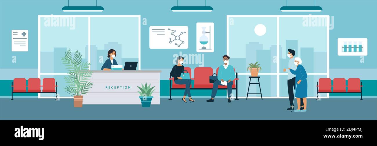 Hospital lobby reception counter Stock Vector Images - Alamy