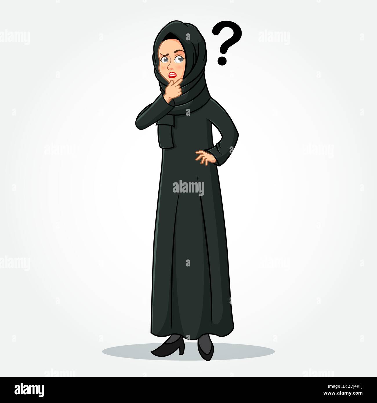 Arabic Businesswoman cartoon Character in traditional clothes thinking ...
