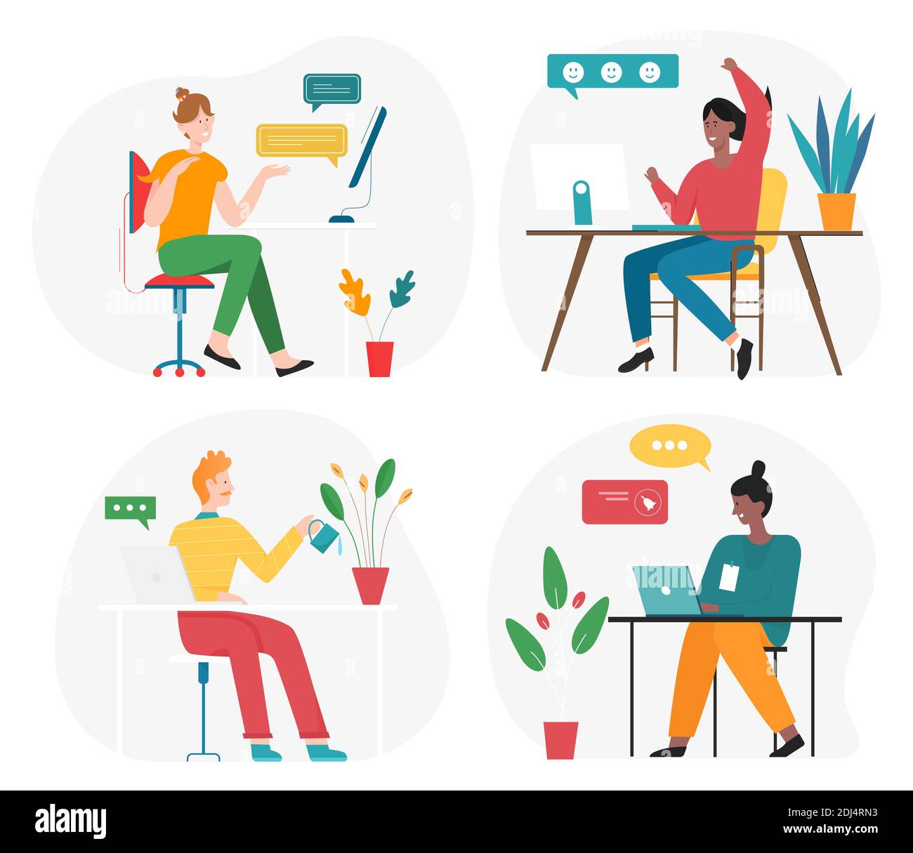 Laptop set on desk Stock Vector Images - Alamy