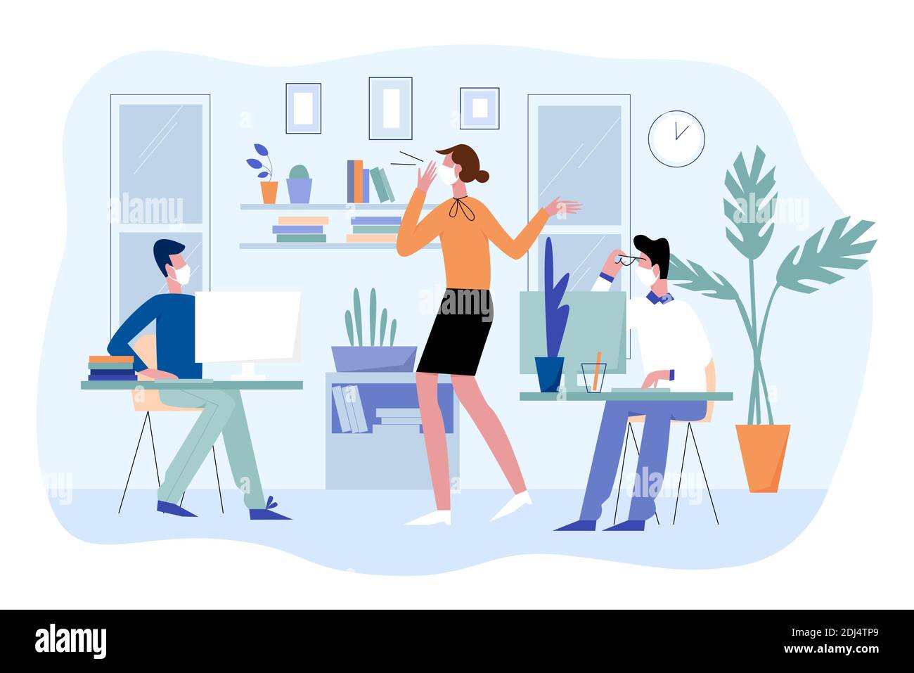 Manager face mask working in Cut Out Stock Images & Pictures - Alamy