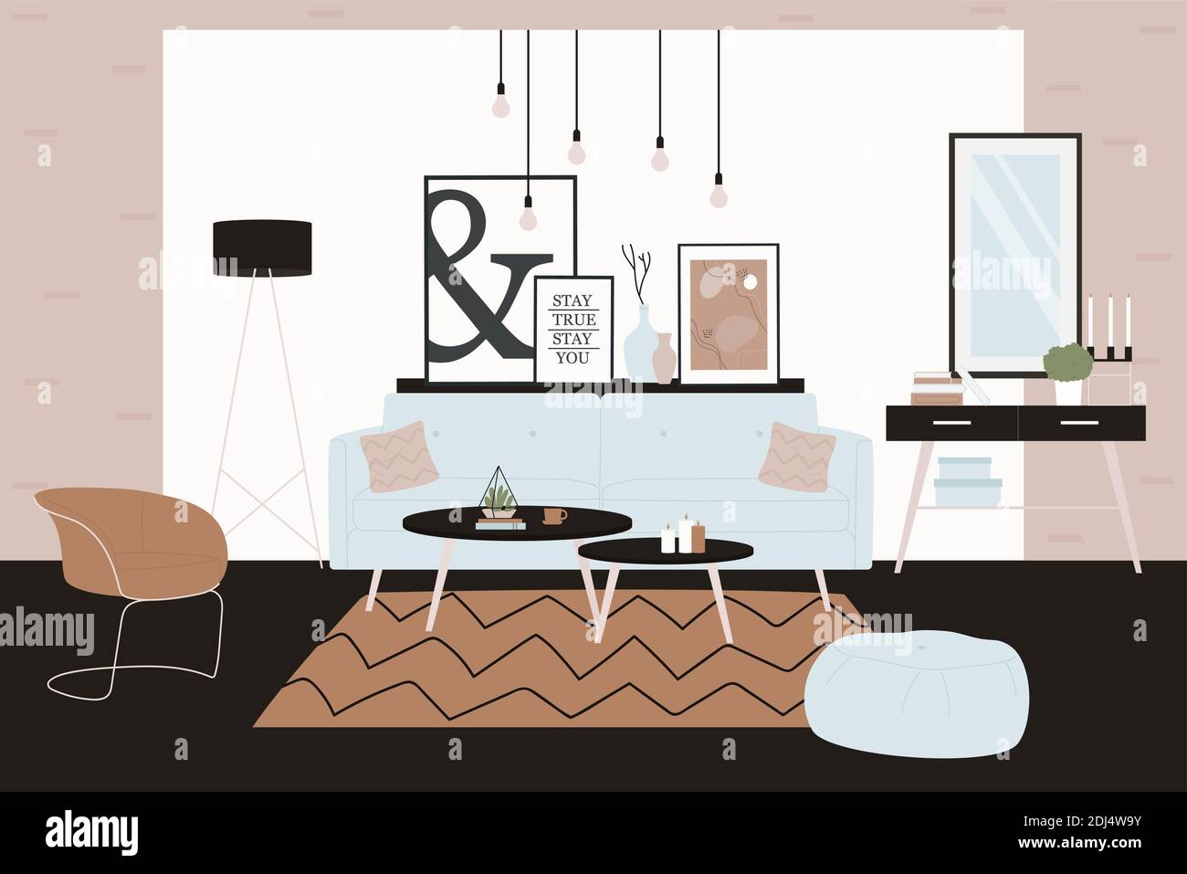 Stylish comfy furniture and home decorations in Scandinavian hygge ...