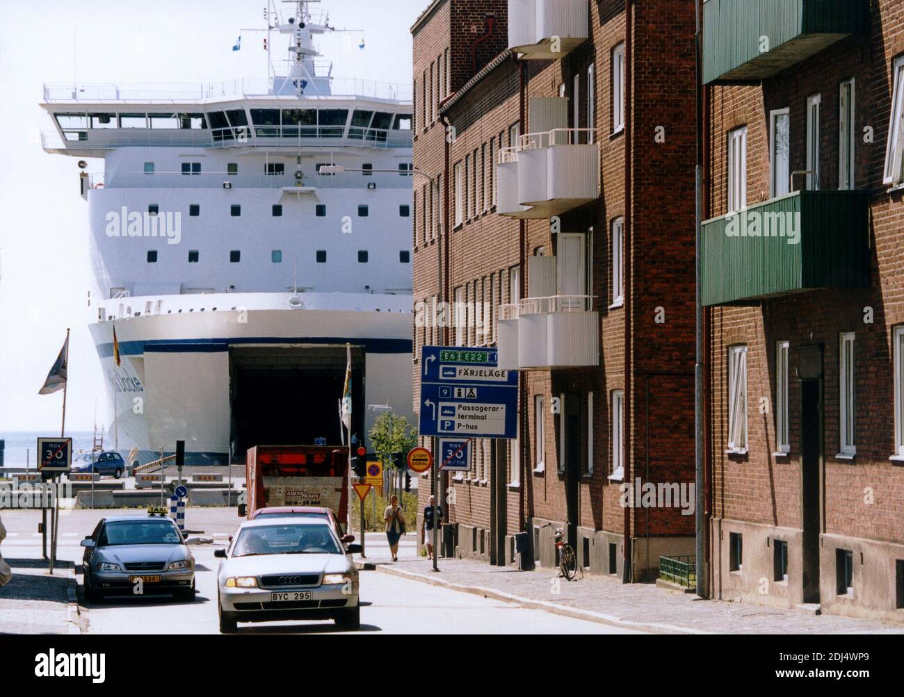 The Poland ferries dock in the middle of Trelleborg in Skåne Sweden ...