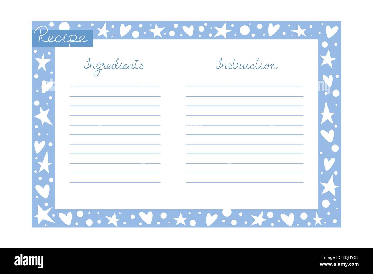 Holiday recipe template with ingredients and instructions Stock Vector ...