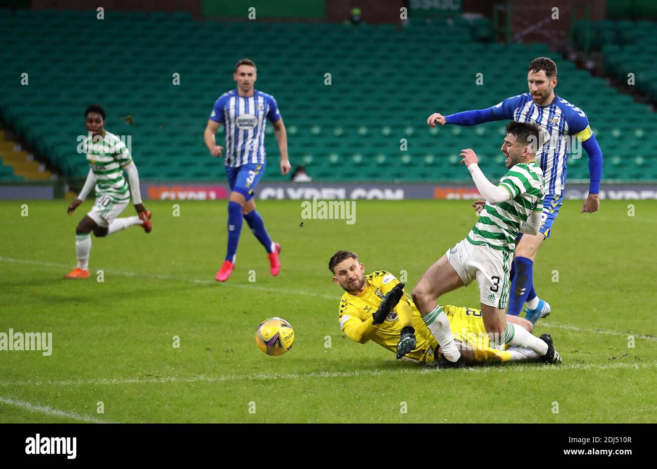 Celtic's Greg Taylor (right) attempts to get passed Kilmarnock ...