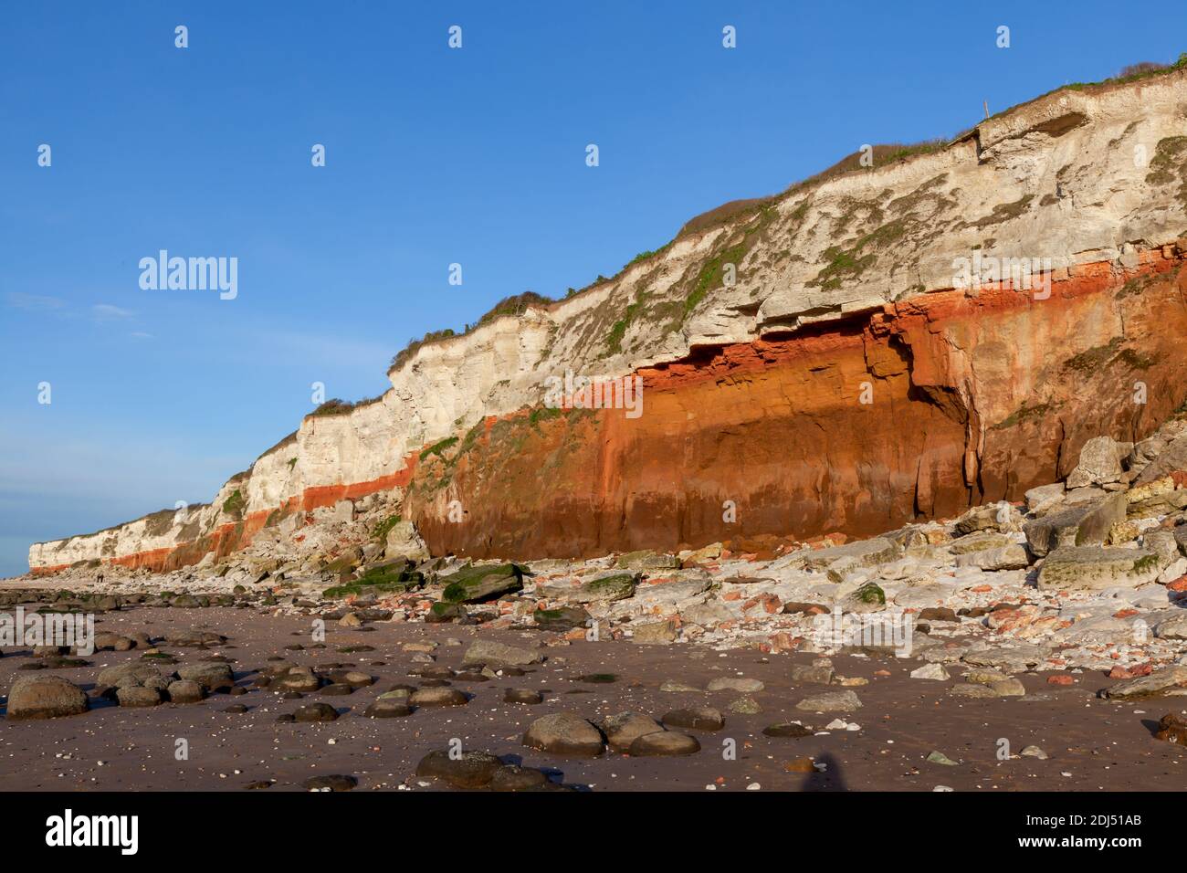 Hunstanton cliffs in North Norfolk viewed from the beach. March 2017 ...