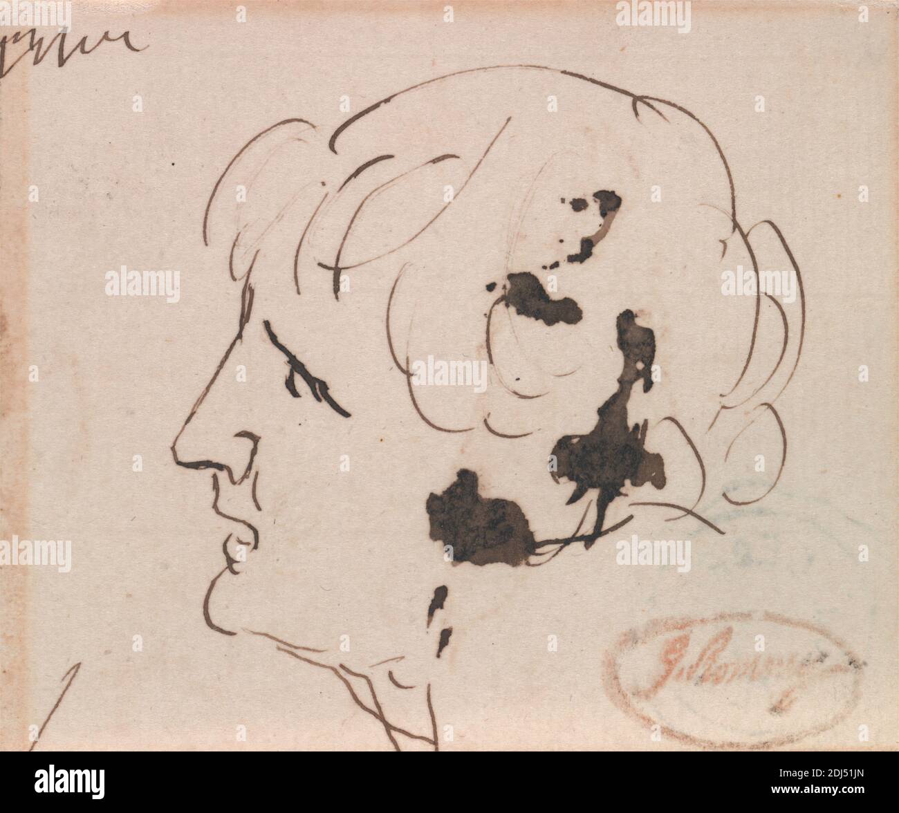 Head of a Man, George Romney, 1734–1802, British, undated, Brown ink on ...