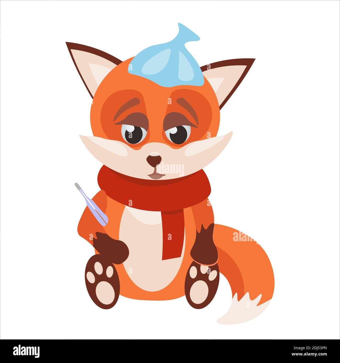 Little red fox is sad because ill Stock Vector Image & Art - Alamy