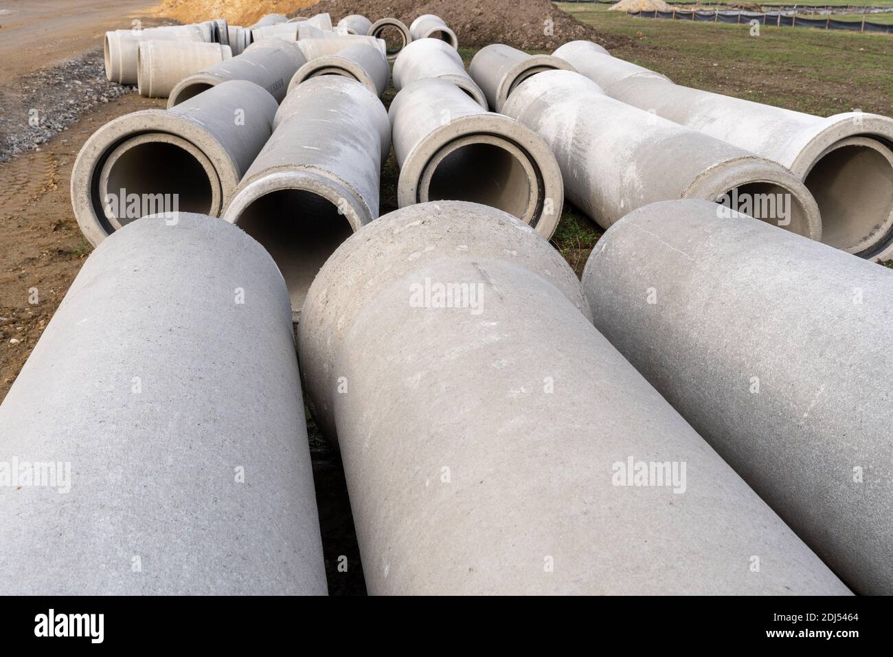 Sewer material for the construction of a road Stock Photo - Alamy