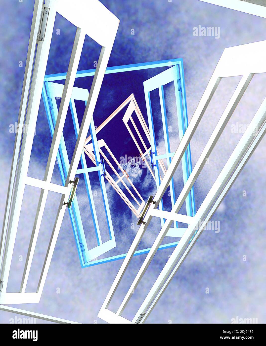 Symbolic image with Flying windows Stock Photo - Alamy