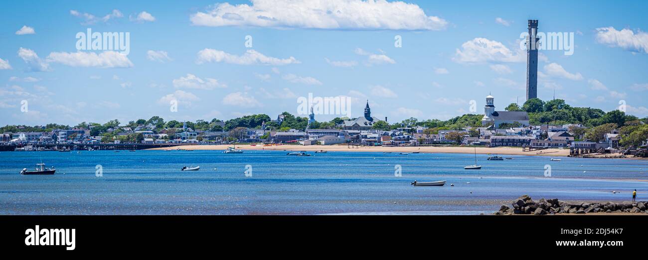 A view of Provincetown Massachusetts from across the harbor at the tip ...
