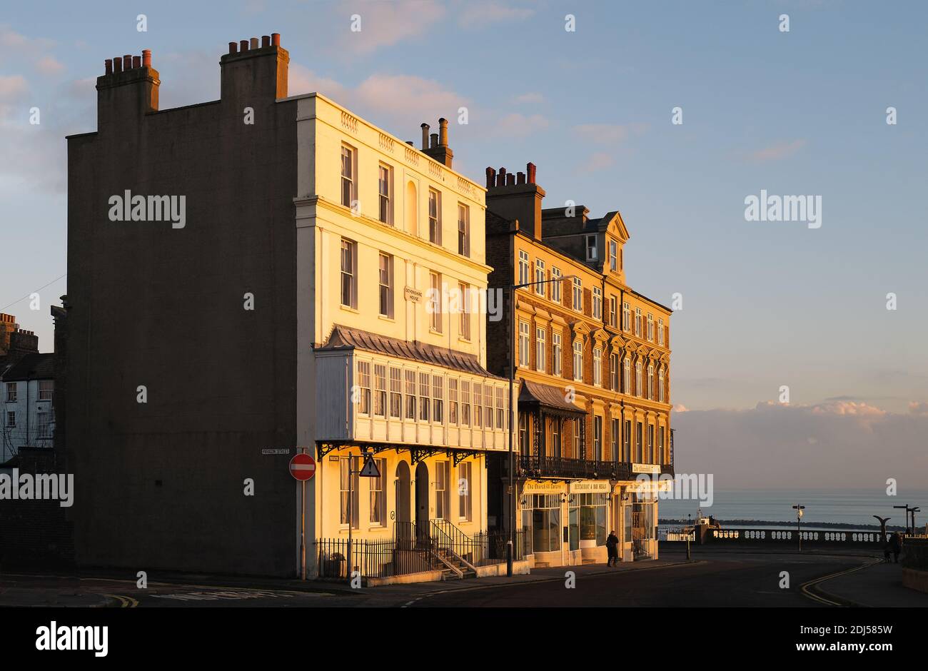 Ramsgate, UK - Dec 12 2020 The Churchill Tavern by the sea front in ...