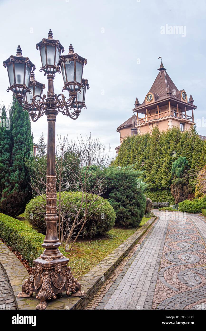 Alley and street lamp in the open air Stock Photo - Alamy