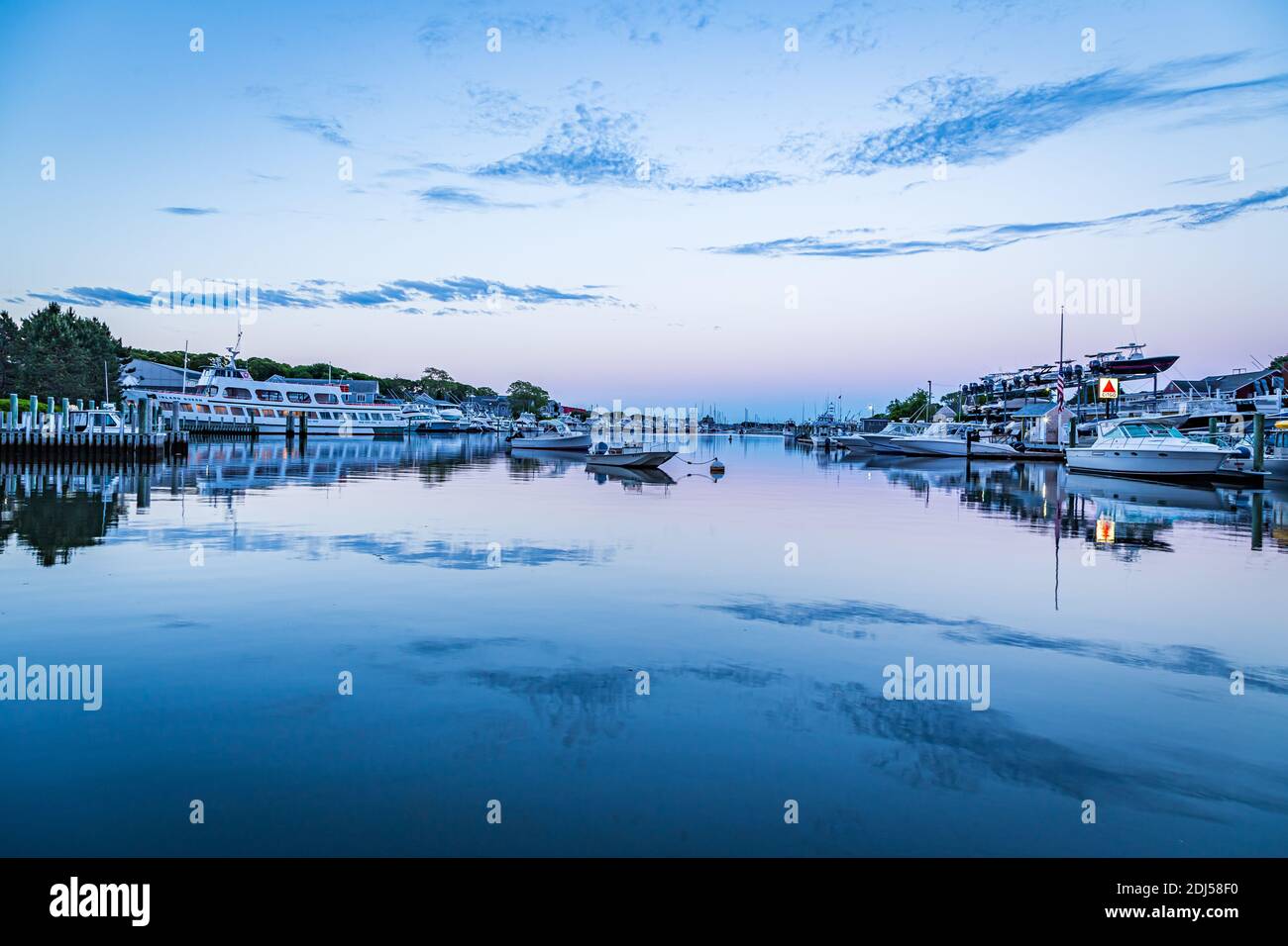 Falmouth, MA - June 15, 2016: Falmouth Harbor is located on the south ...