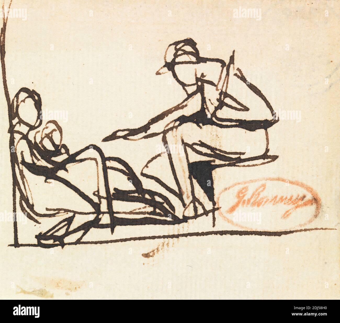 Two Seated Figures, George Romney, 1734–1802, British, undated, Pen and ...