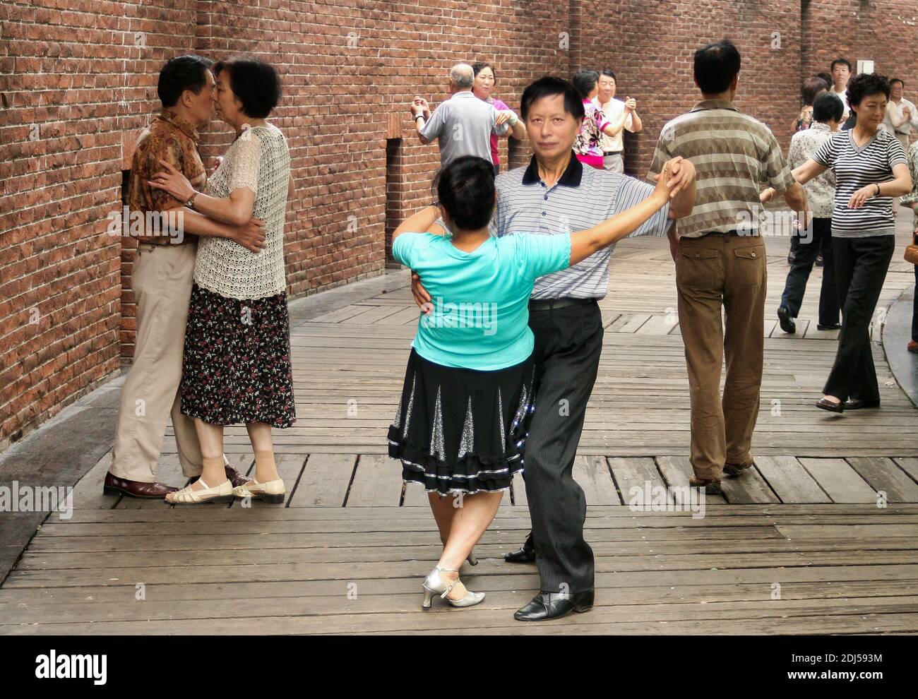 Chinese couples ballroom dancing outdoors in Kai Qiao greenland park in ...