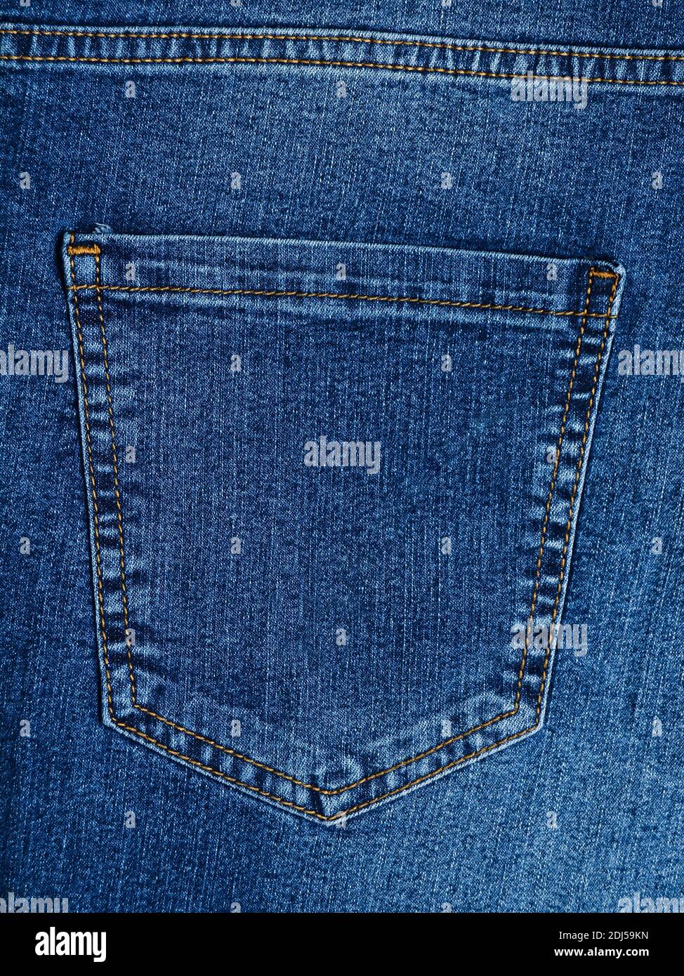 Denim texture. Back pocket of the jeans Stock Photo - Alamy