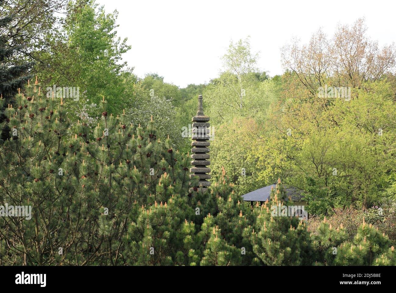 stone column in japan garden Stock Photo - Alamy