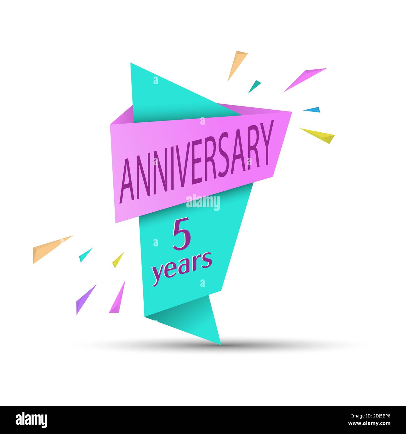 ANNIVERSARY 5 years. Colored banner for congratulations and thematic ...