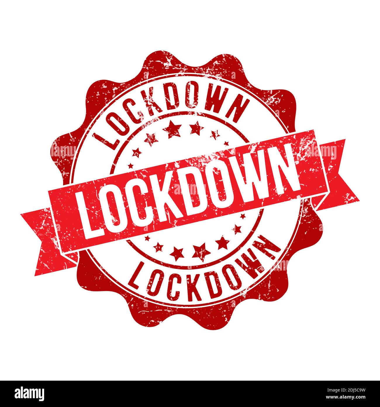 LOCKDOWN. Stamp impression with the inscription. Old worn vintage stamp ...