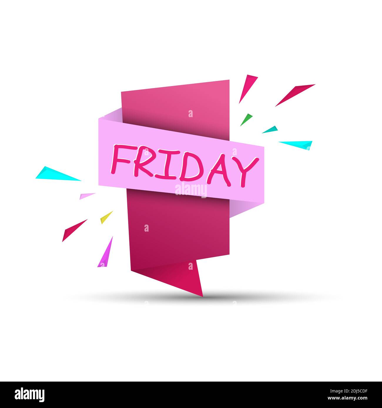 FRIDAY. Colored banner with the name of the day of the week. Stock ...