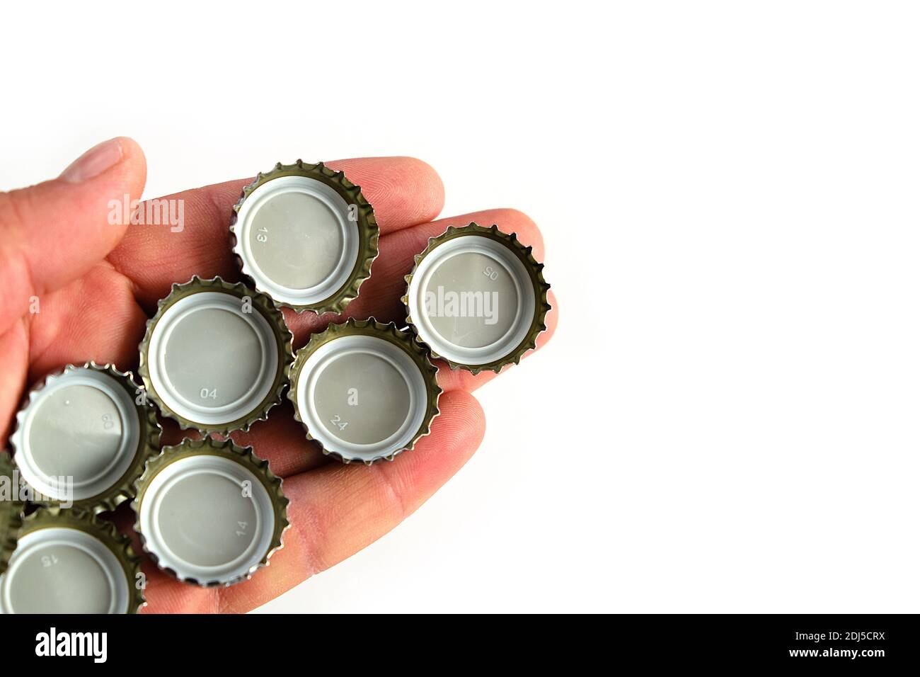 metal soda bottle caps, soda caps, close-up on white background Stock ...