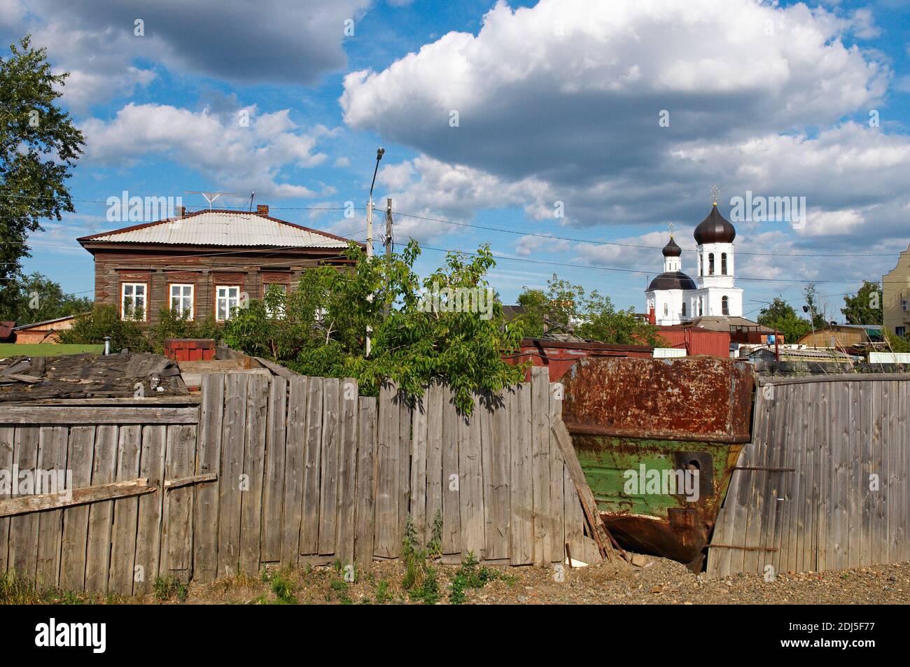 Russia, Tomsk Federation, Tomsk, wooden architecture from 19 century ...