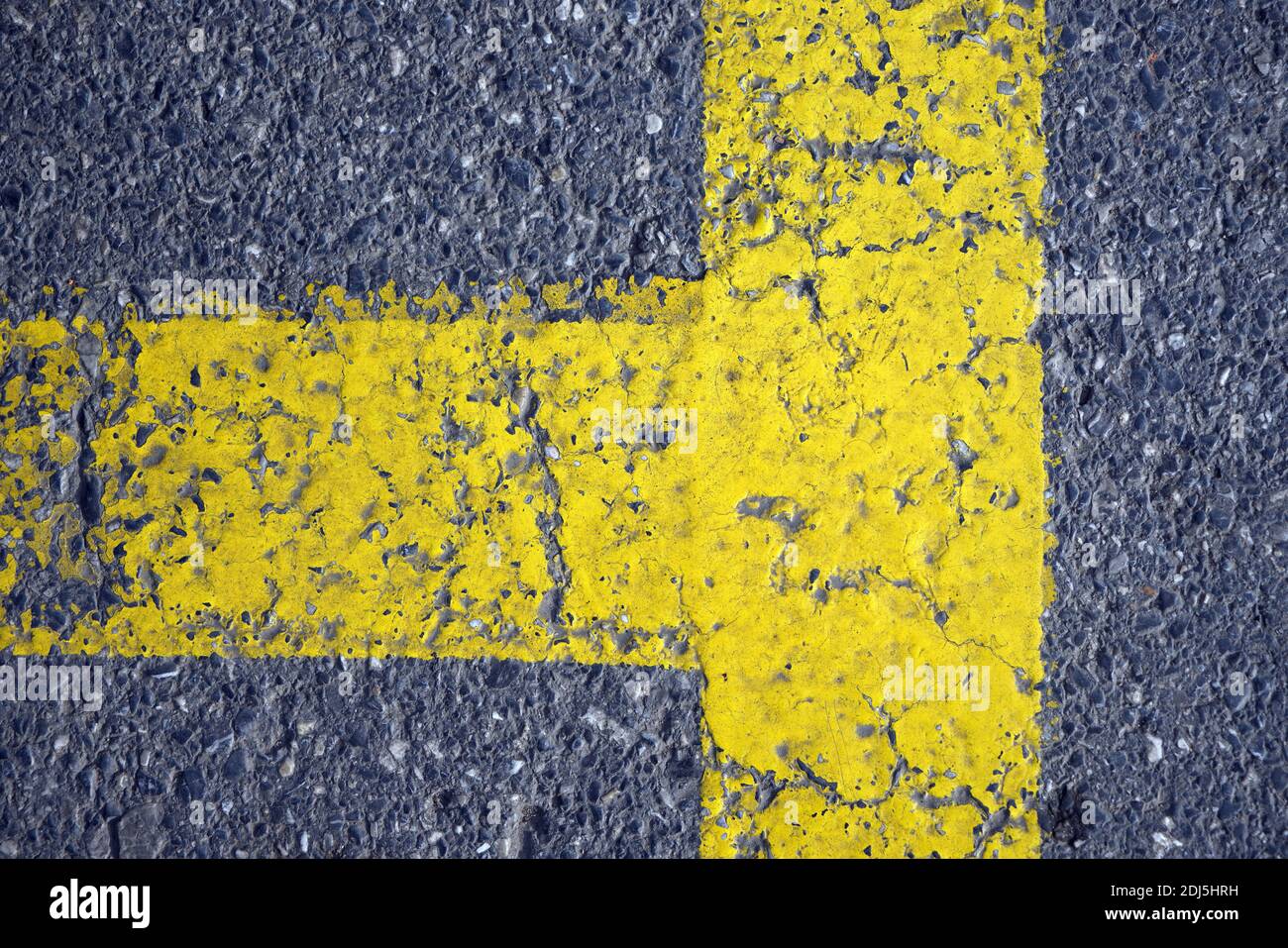 Yellow road warning line on the asphalt road. For background Stock ...