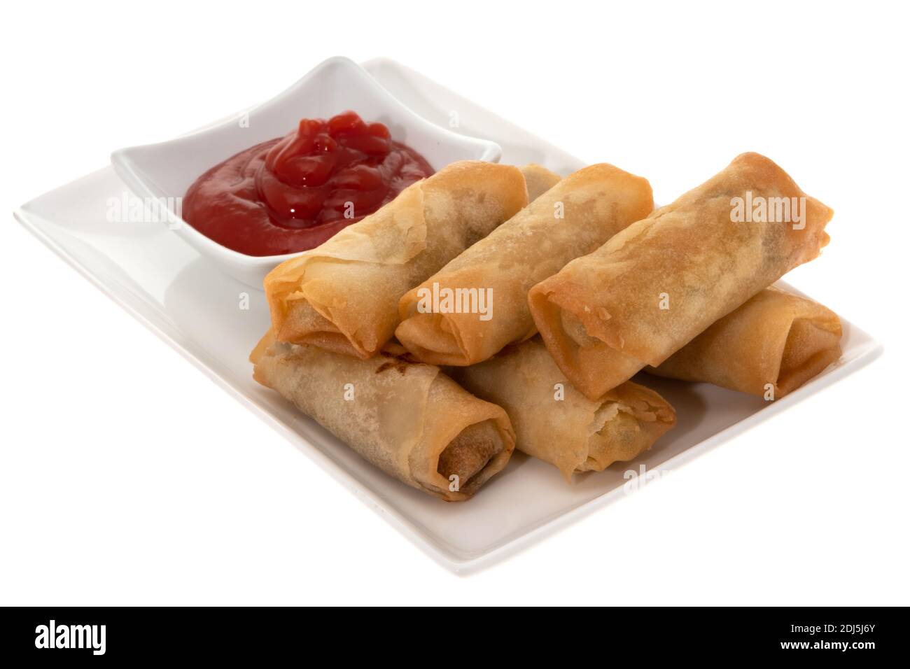 Traditional Chinese vegetable spring rolls - white background Stock ...