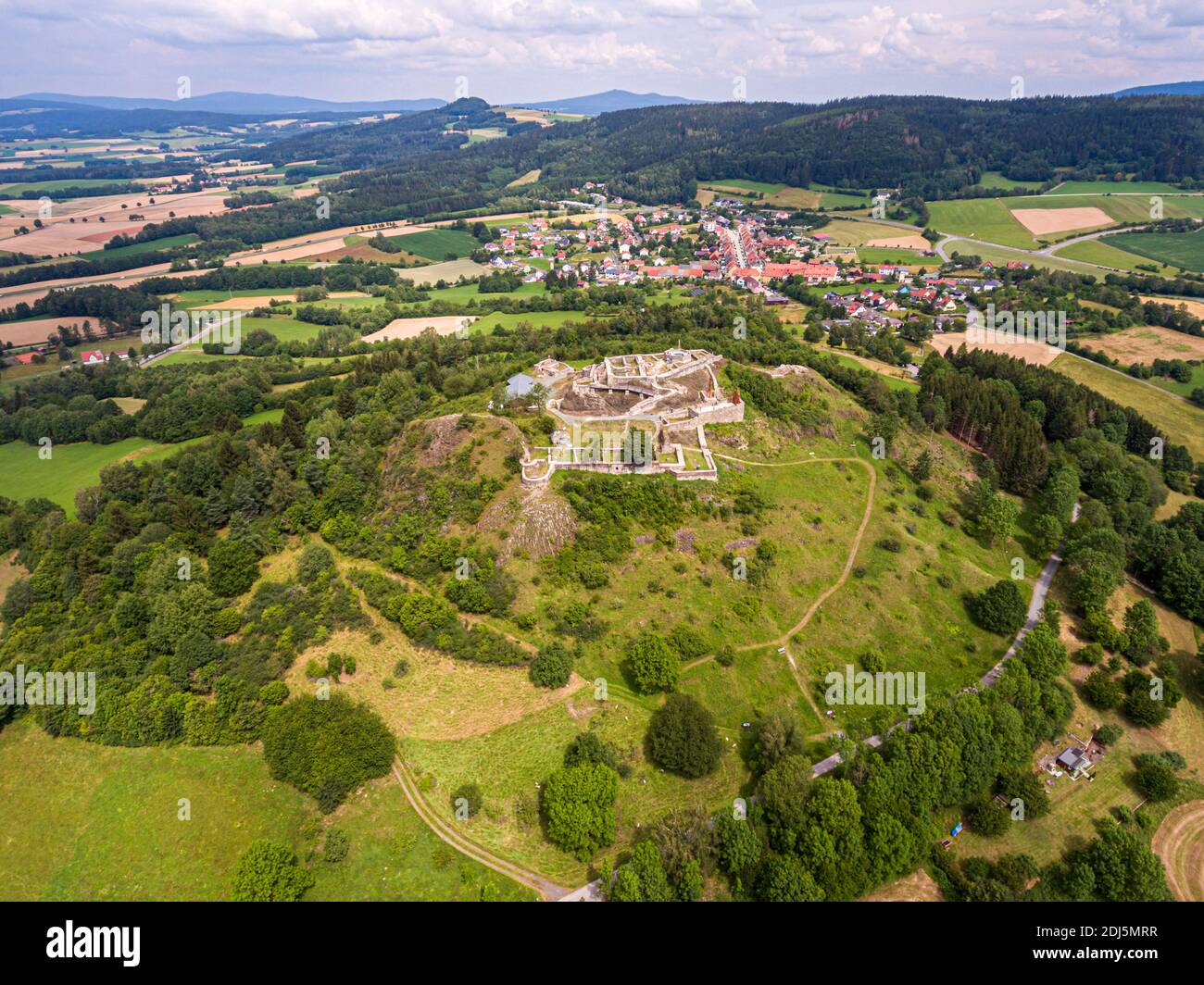 Ruin of Waldeck-Castle in front of the town of Kemnath-Waldeck, Germany ...