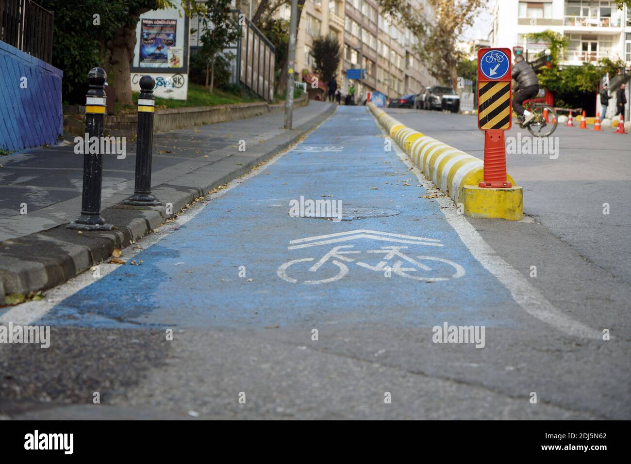 Uphill blue bike path. Turkey - 12 december 2020 Stock Photo - Alamy