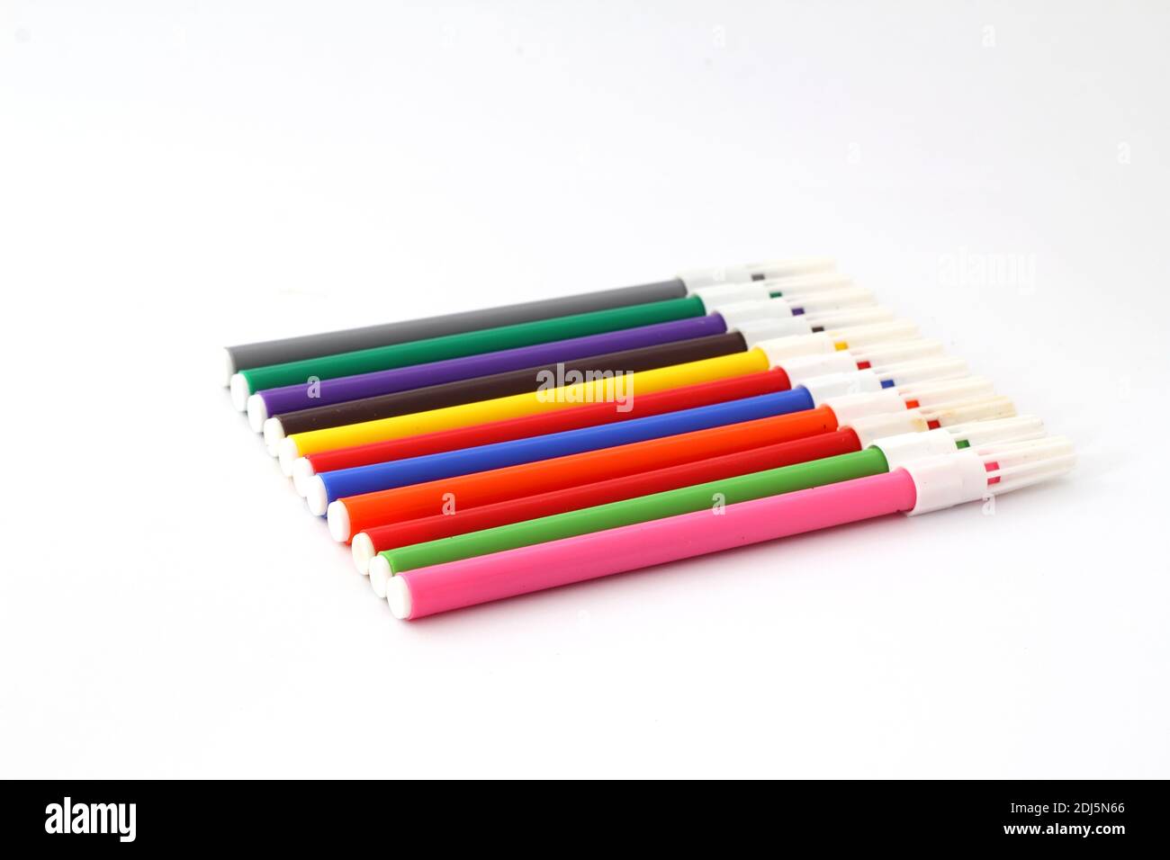Multi-colored markers for drawing. Markers on a white isolated ...