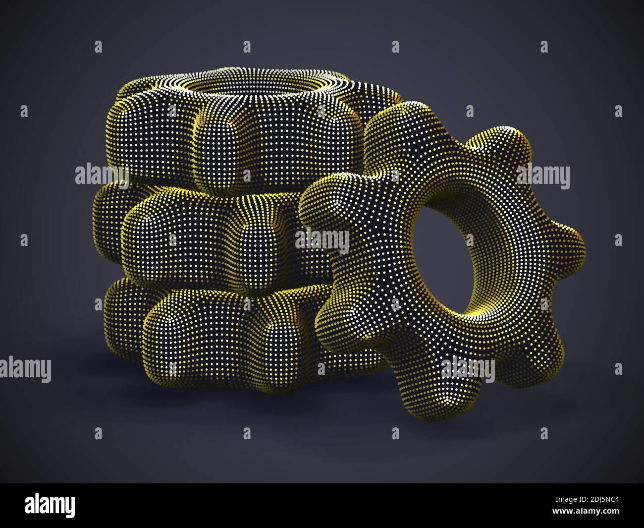 Stack of 3D gears made of yellow dots on gray background Stock Vector ...