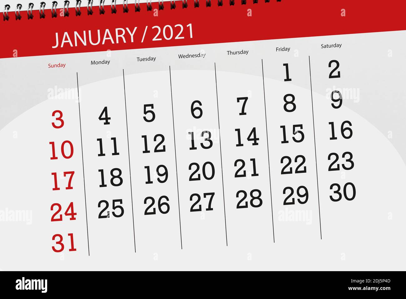 January 2021 calendar hi-res stock photography and images - Alamy