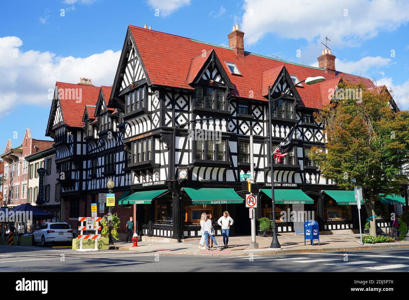 PRINCETON, NJ -30 SEP 2020- View of Hamilton Jewelers, a landmark Tudor ...