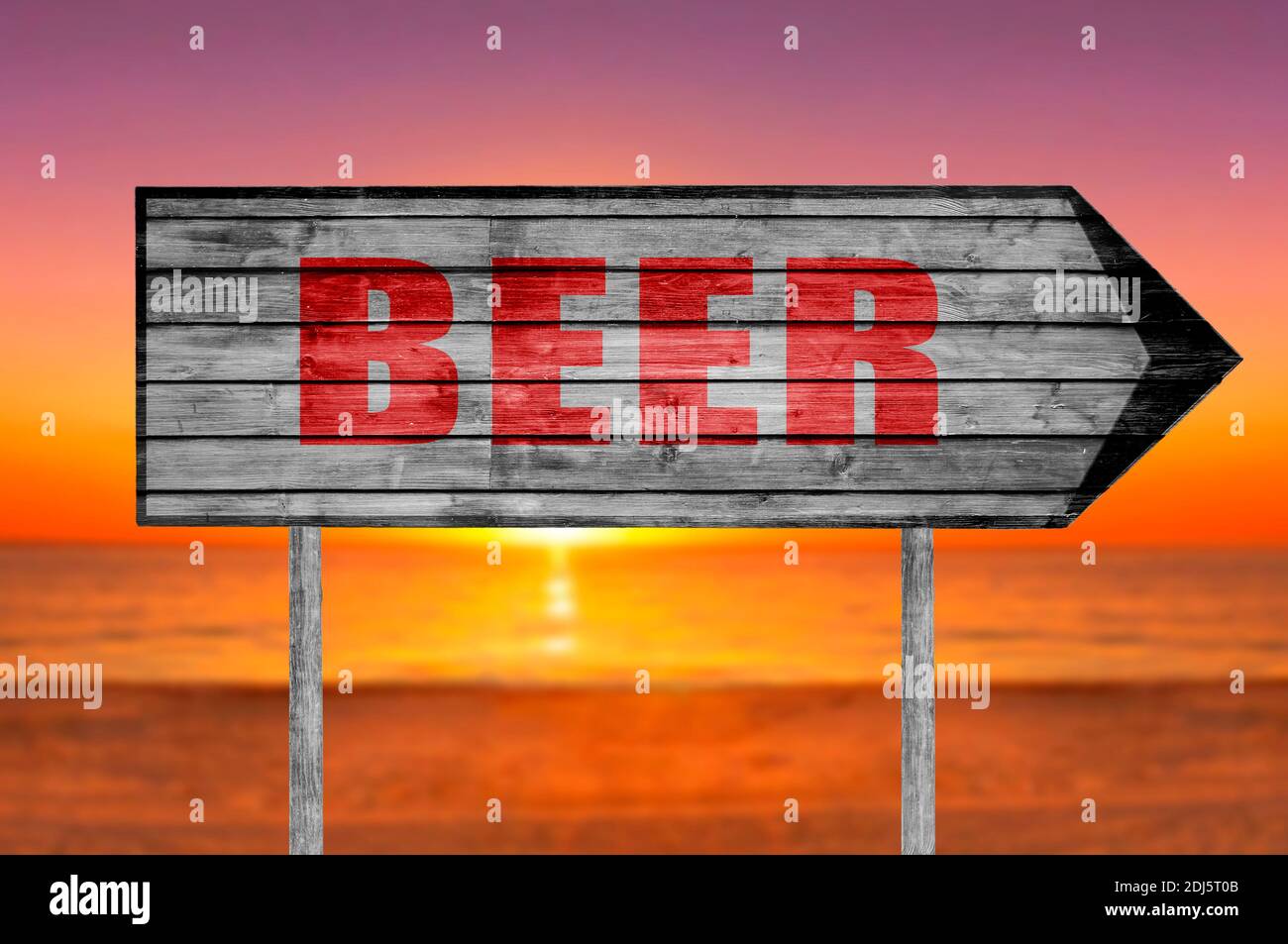 Red Beer wooden sign with on a beach background Stock Photo - Alamy