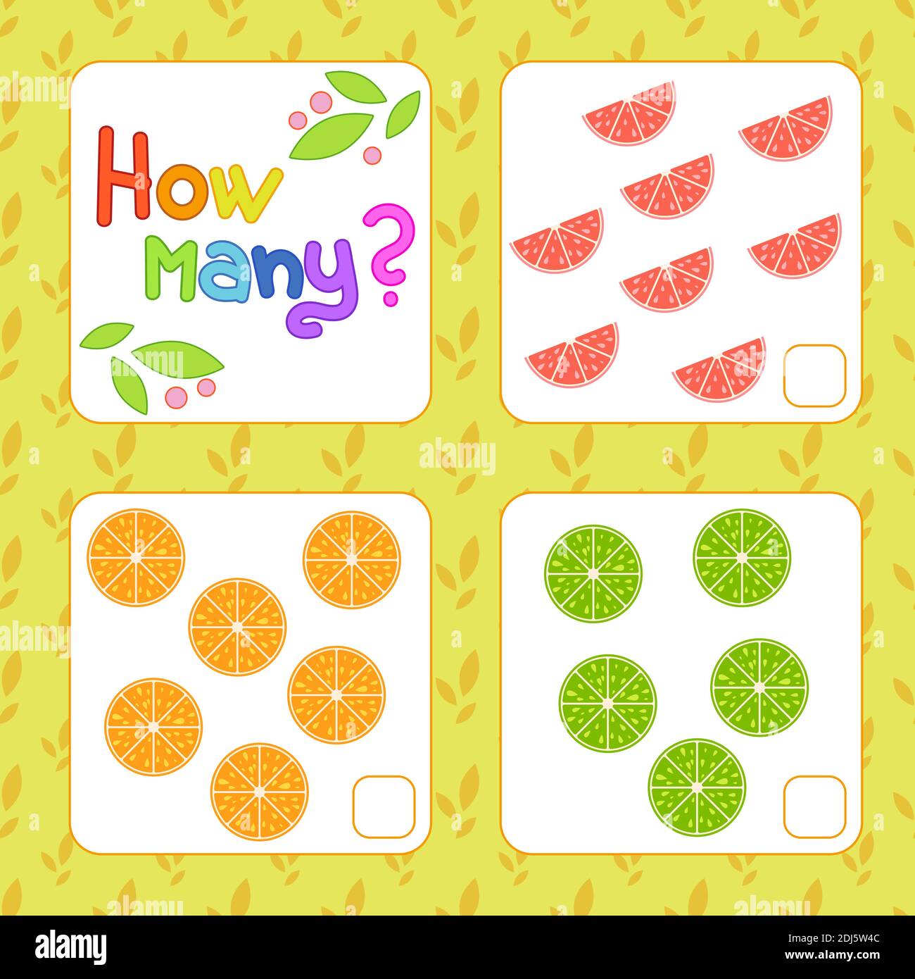 Game for preschool children. Count as many fruits in the picture and ...
