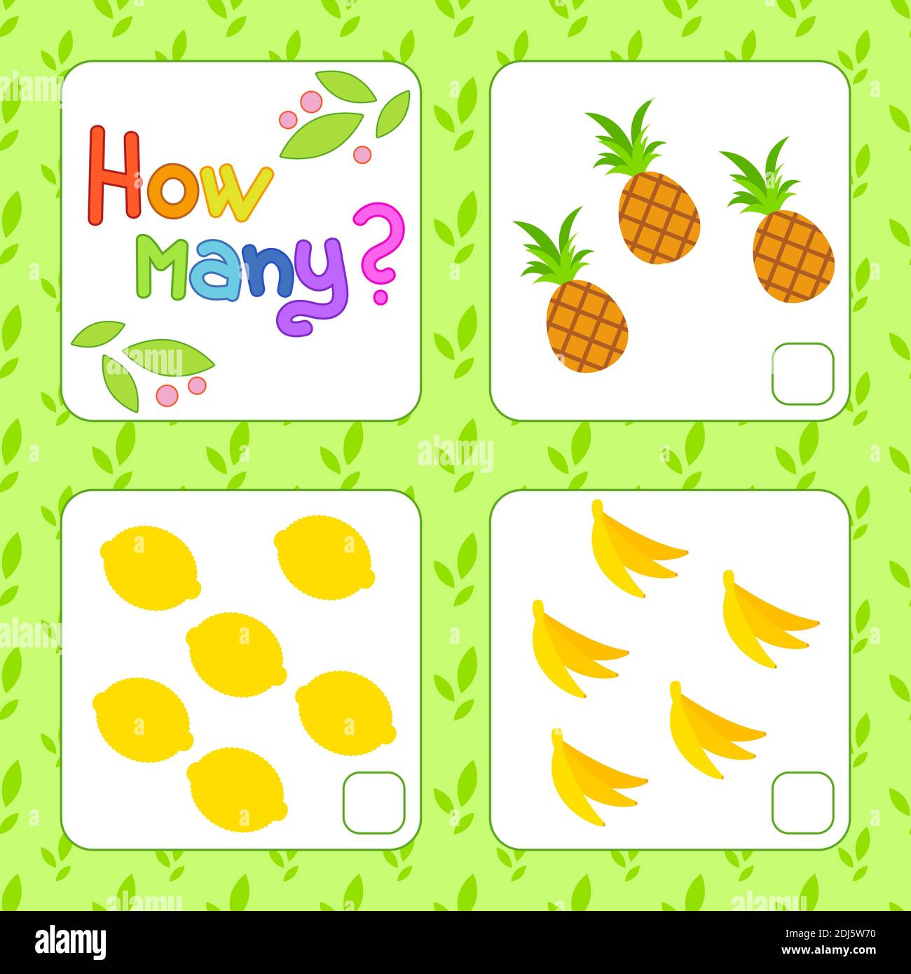 Game for preschool children. Count as many fruits in the picture and ...