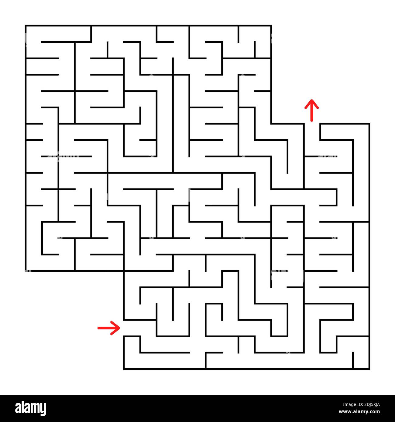 Abstract square isolated labyrinth. Black color on a white background ...