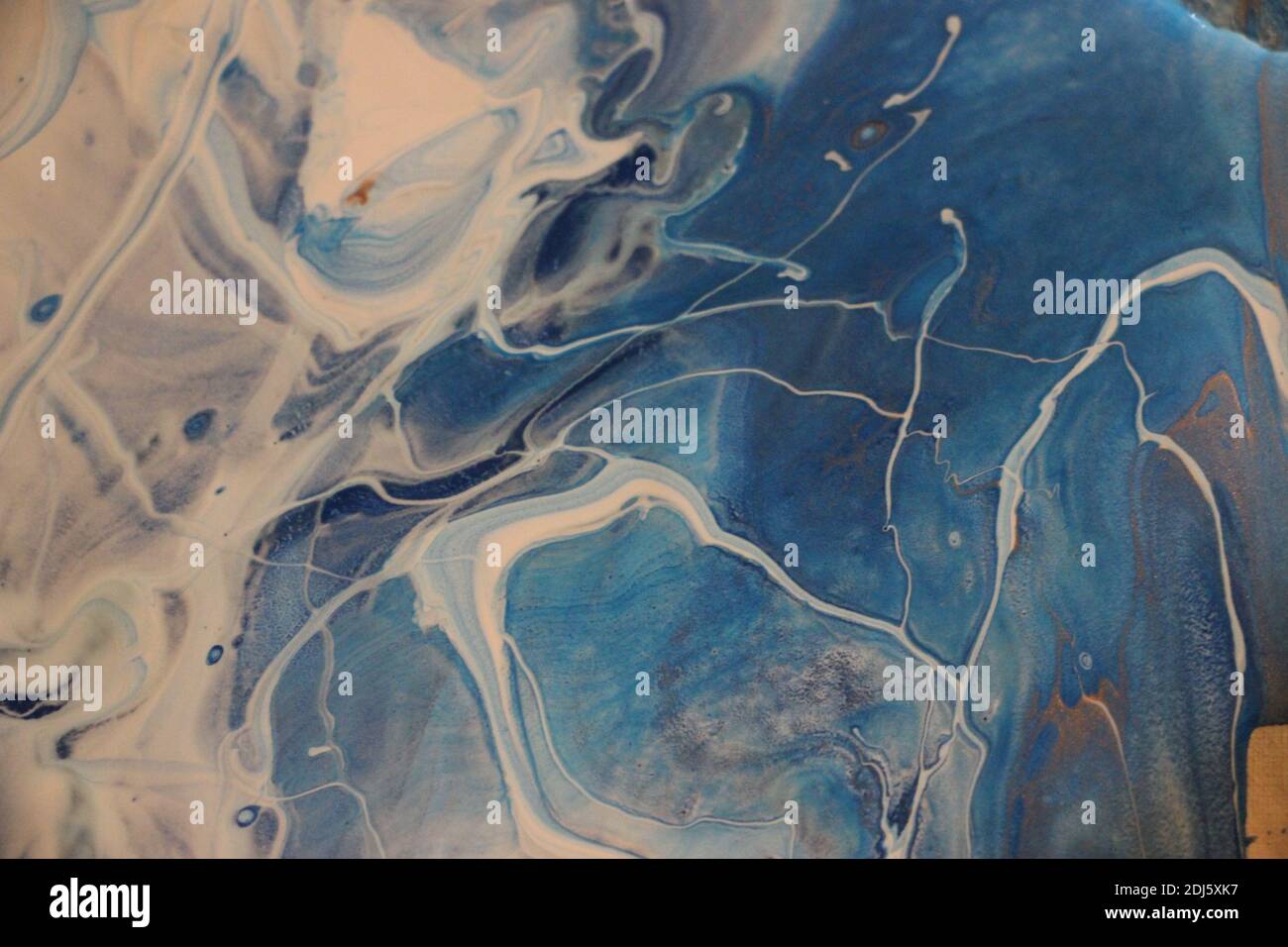 Fantastic structure of colorful shades in blue white and golden. inks ...