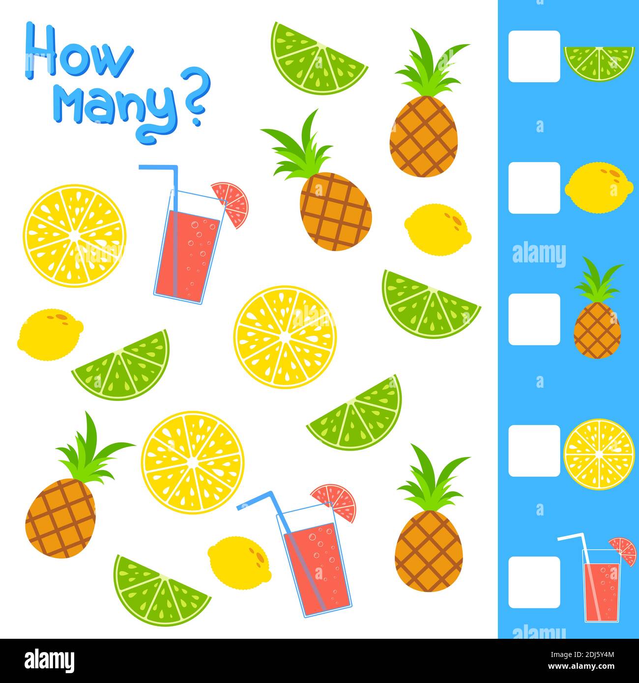 Counting game for preschool children. How many items in the picture ...