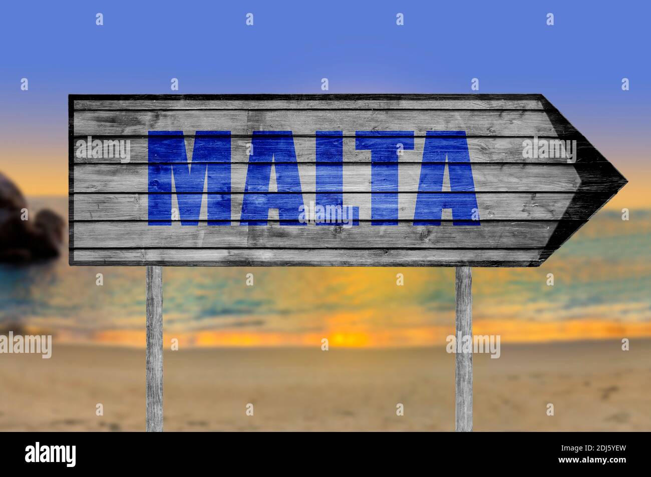 Malta wooden sign beach hi-res stock photography and images - Alamy