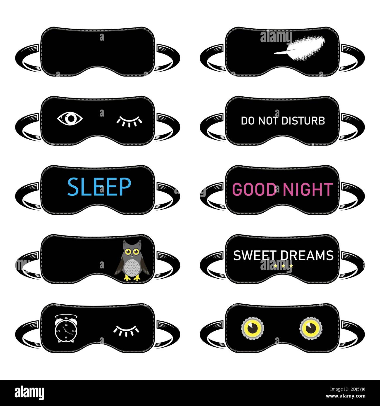 Sleep Mask Icon Set Isolated on White Background Stock Vector Image ...