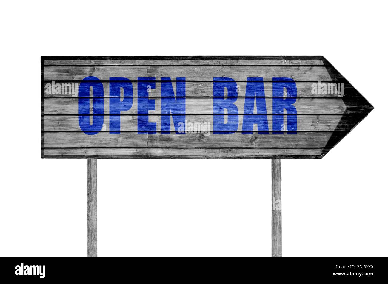 Open Bar wooden sign with on a beach background Stock Photo - Alamy