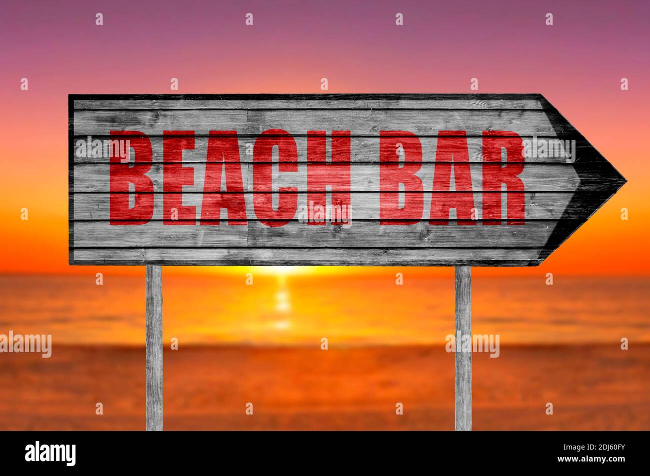 Red Beach Bar wooden sign with on a beach background Stock Photo - Alamy